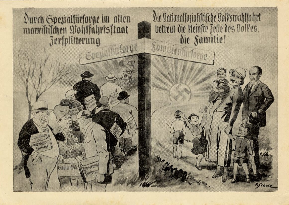 Nazi Postcard - The Aryan Family vs. the Jewish One. Halberstadt, 1933 ...